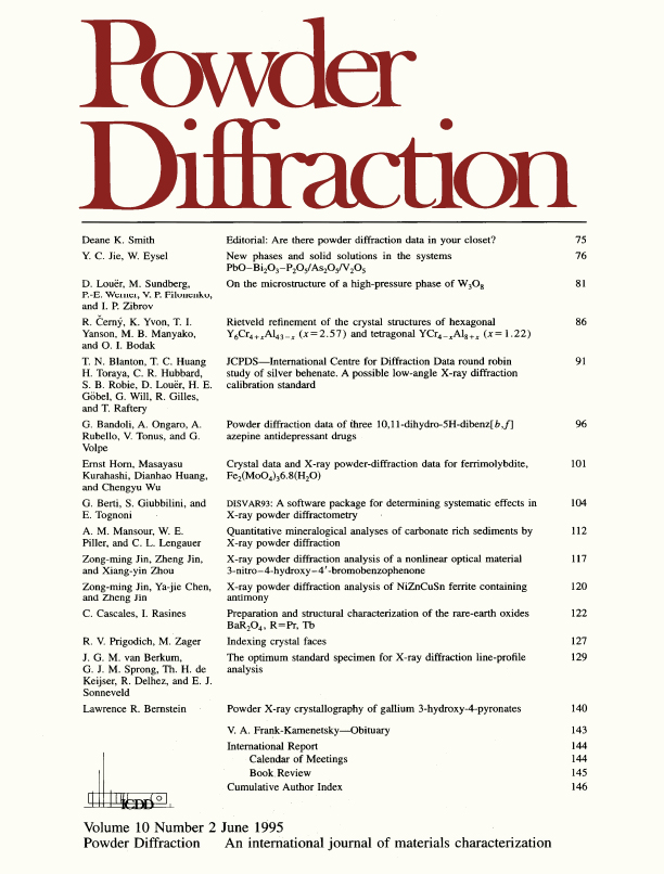 Powder Diffraction Journal – Volume 10
