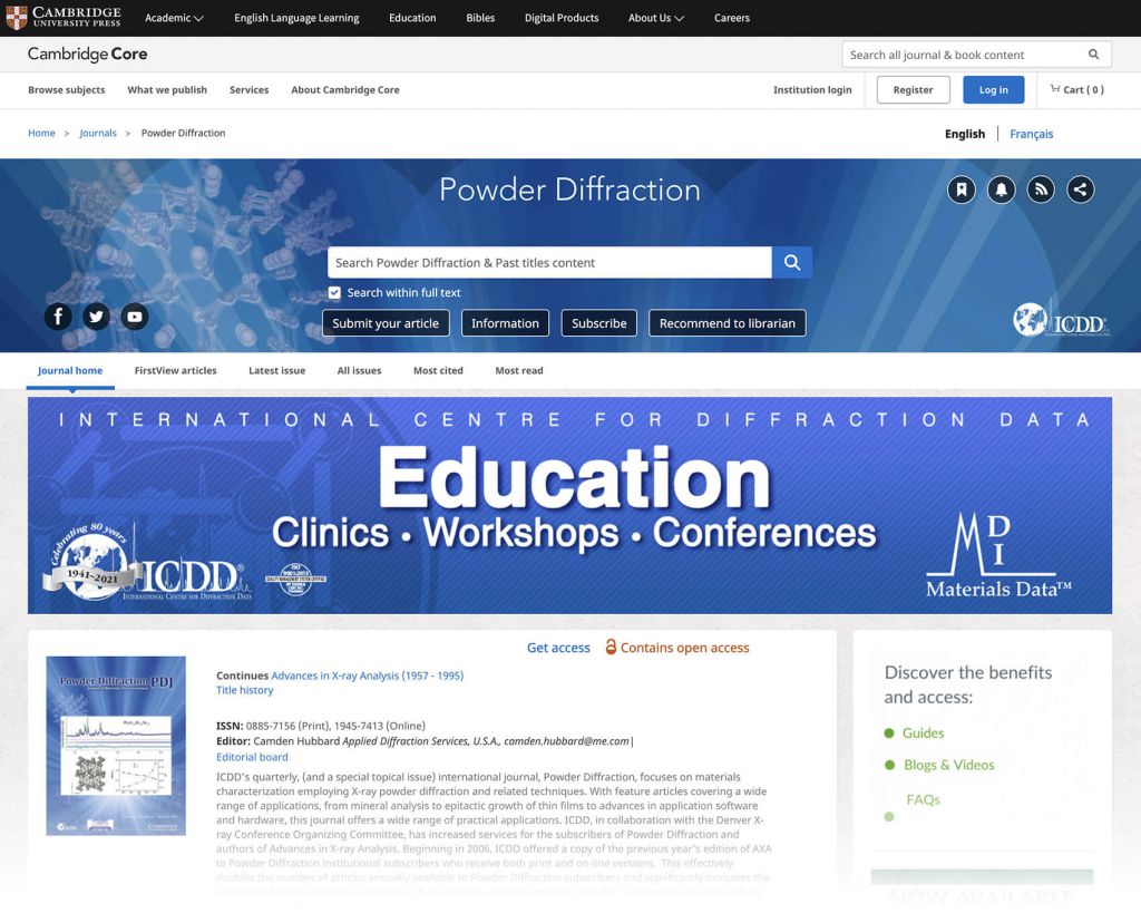 Powder Diffraction Journal