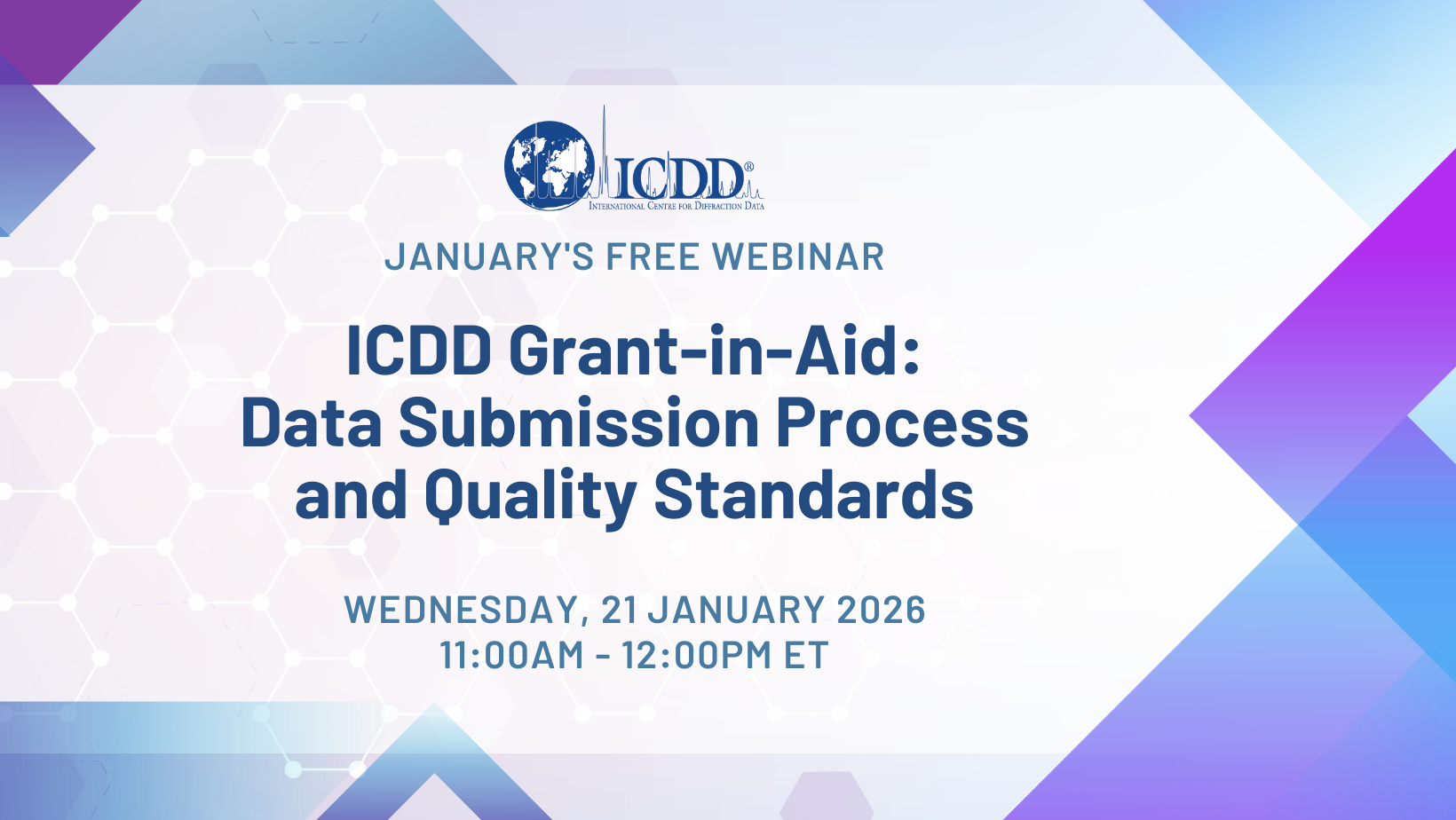 ICDD InSession Free Webinars | Powder Diffraction File & JADE Software